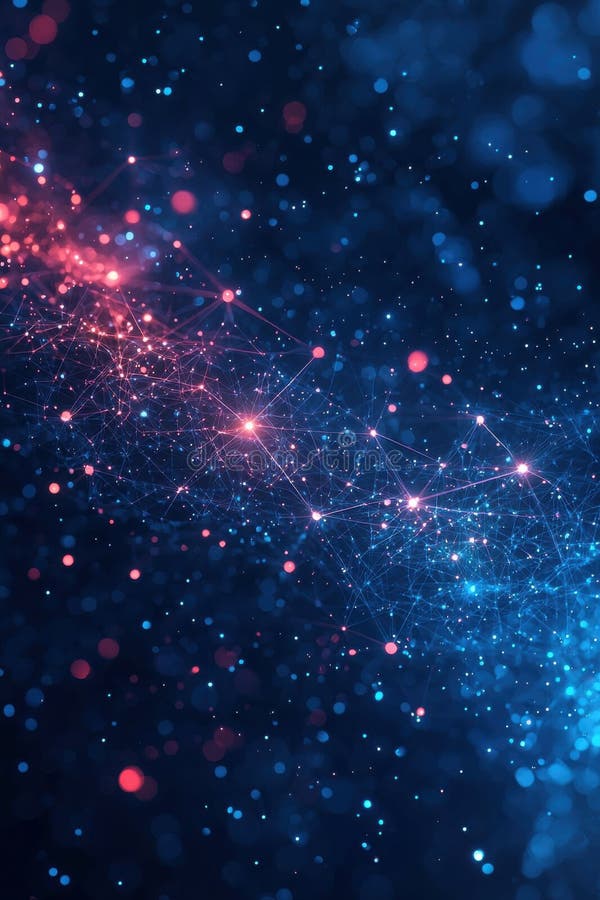 Abstract Glowing Network of Bright Particle Lines on Dark Space ...