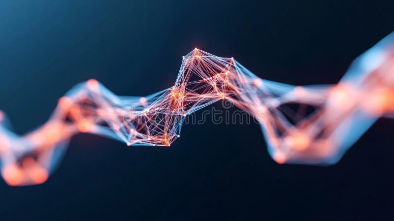 Abstract Glowing Network of Colorful Threads Forming a Fluid Digital ...