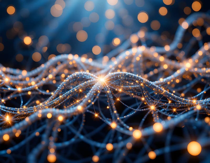 Abstract Glowing Network with Interconnected Data Points Stock Photo - Image of design, dark ...