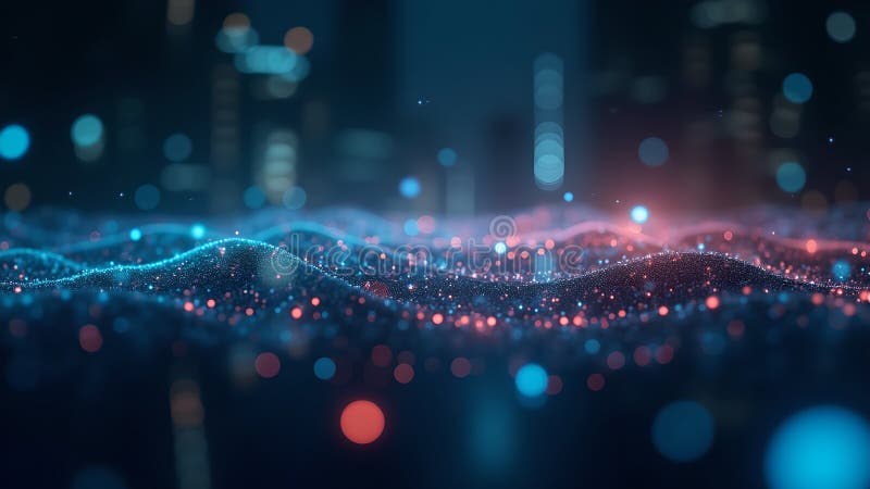 Abstract Glowing Network Landscape Background Stock Illustration ...