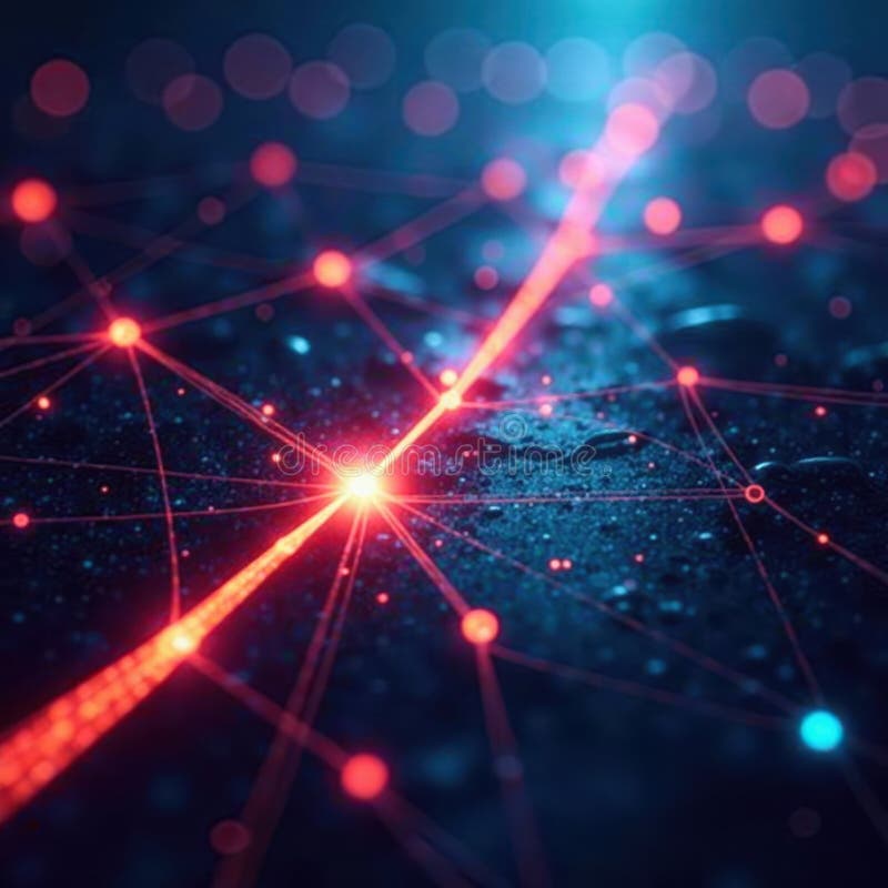 Abstract Glowing Network Nodes, Futuristic Tech Background ...
