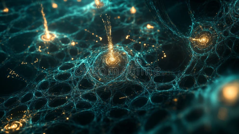 Abstract Glowing Network with Spiral Energy Patterns Stock Image ...