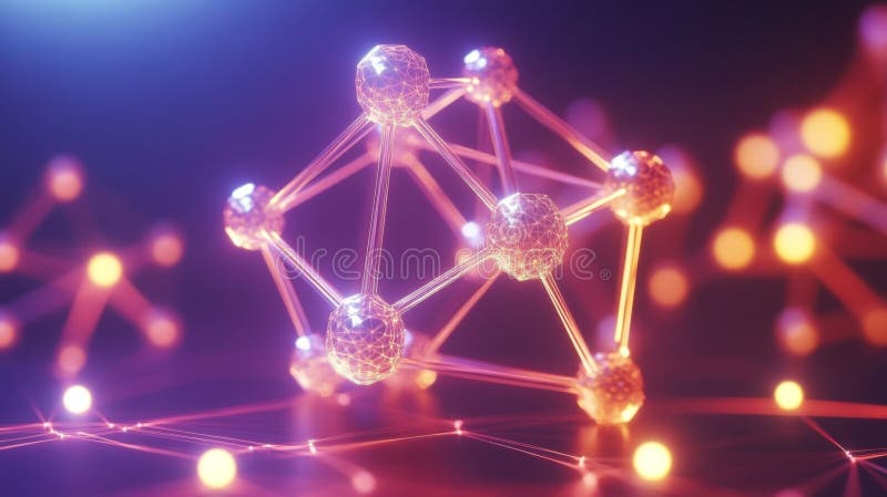 Abstract Glowing Network Structure with Pink and Purple Lights Stock ...