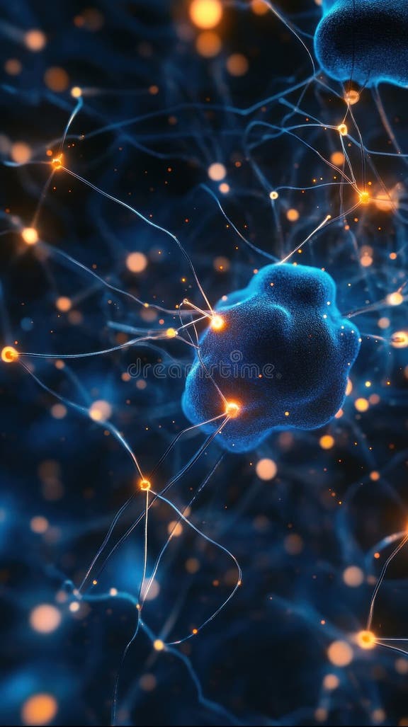 Abstract Glowing Neural Network with Blue and Orange Hues Stock Image ...