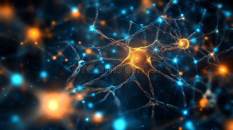 Abstract Glowing Neural Network: Orange and Blue Network Structure ... Abstract Glowing Neural Network: Orange and Blue Network Structure ...