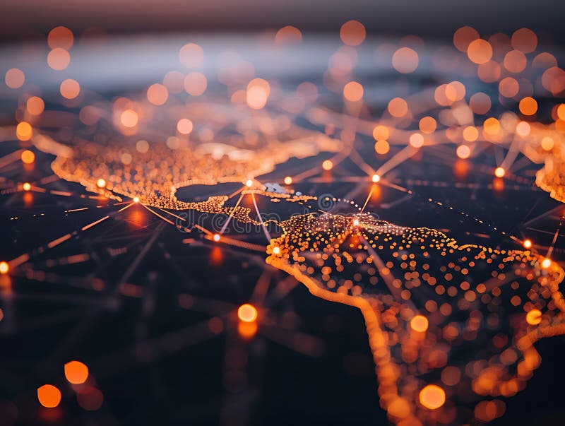 Abstract Glowing Nodes Network Hub Connection Technology Concept ...