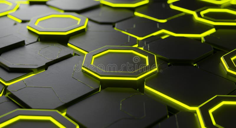 Abstract Glowing Octagons Pattern Background - Technology and ...