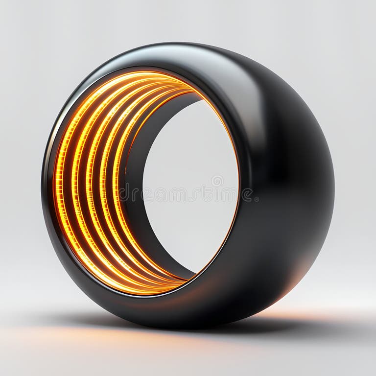Abstract Glowing Orange and Black Torus 3D Render Stock Illustration ...