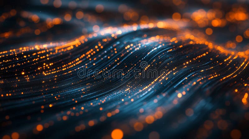 Abstract Glowing Orange and Blue Dots in a Digital Wave Pattern Stock ...