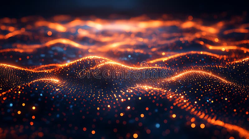 Abstract Glowing Orange and Blue Particle Wave Background Stock ...