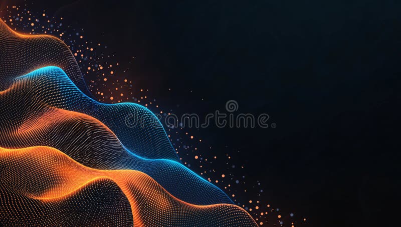 Abstract Glowing Orange and Blue Wave Lines on Dark Background Create ...