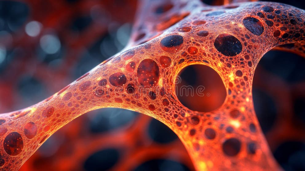 Abstract Glowing Orange Cellular Structure Stock Illustration ...