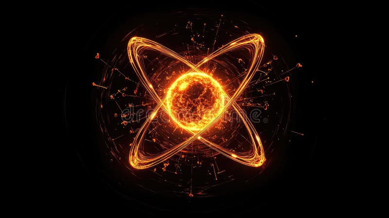 Abstract Glowing Orb in an Atomic Model Shape a Futuristic Abstract ...