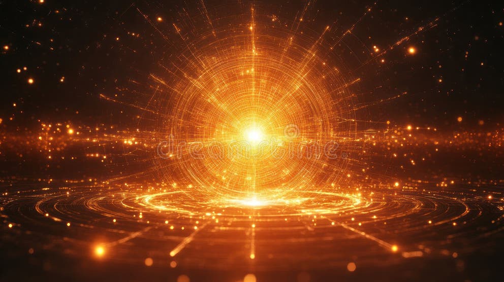 Abstract Glowing Orb with Concentric Circles in a Dark Space Stock ...