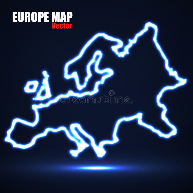 Abstract Glowing Outline of Europe Map Stock Vector - Illustration of ...