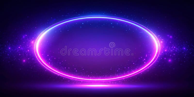 Abstract Glowing Oval Frame with Purple and Blue Neon Lights and ...