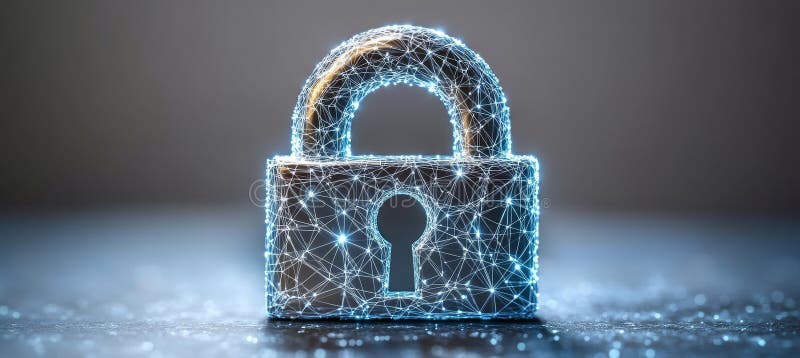 Abstract Glowing Padlock on Digital Background, Concept for ...