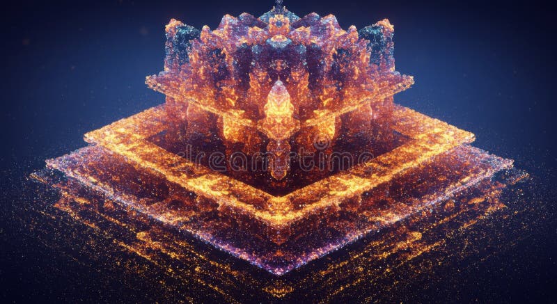 Abstract Glowing Particle Design with Orange and Blue Stock ...