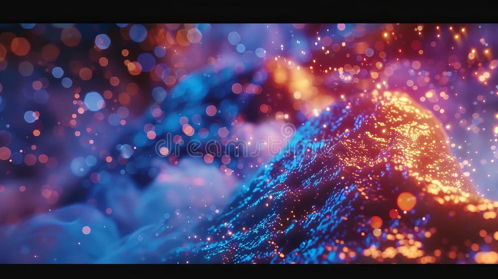Abstract Glowing Particle Landscape: Modern Futuristic Backdrop, Tech Background, Network ...
