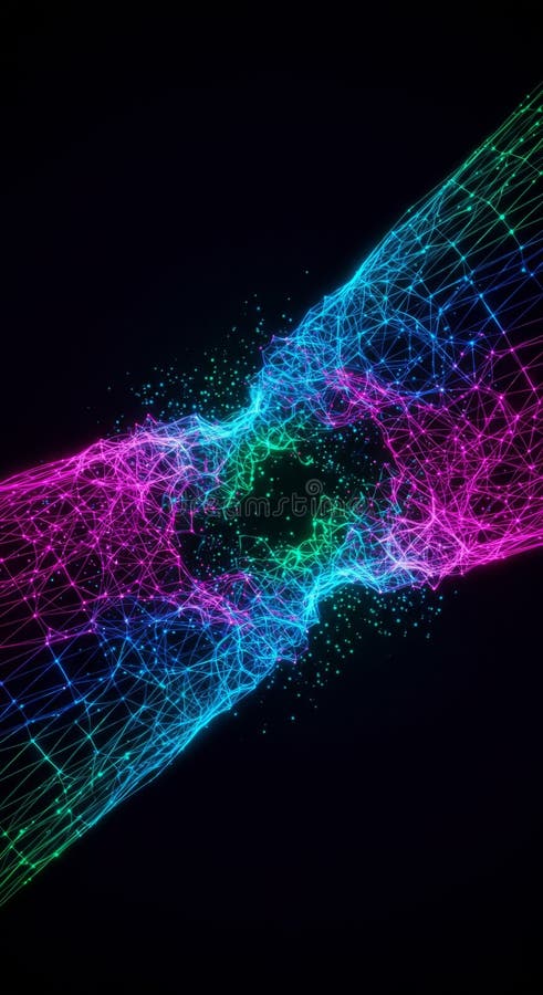 Abstract Glowing Particle Vortex in Dark Background Stock Illustration ...