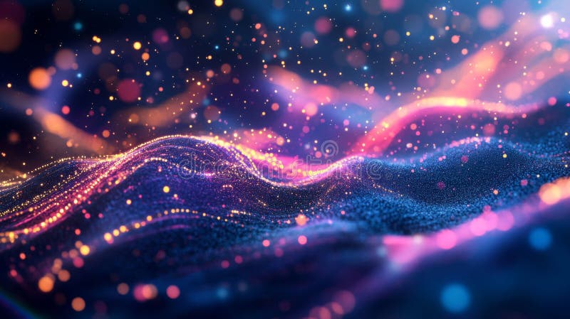 Abstract Glowing Particle Wave Background Stock Illustration ...