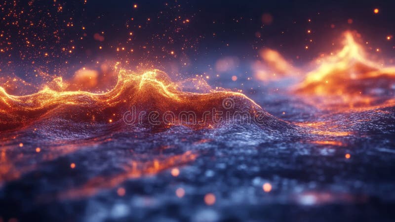 Abstract Glowing Particle Wave Background Stock Illustration ...
