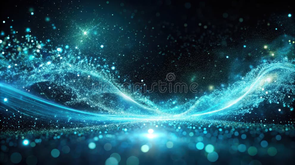 Abstract Glowing Particle Wave Background Design with Bright Light ...