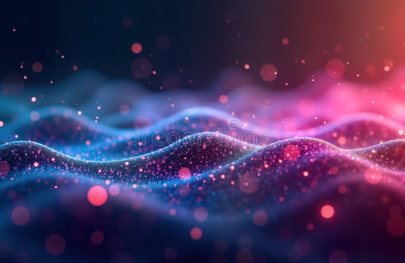 Abstract Glowing Particle Wave Background Digital Tech Data Flow Futuristic 3d Render Ai Concept