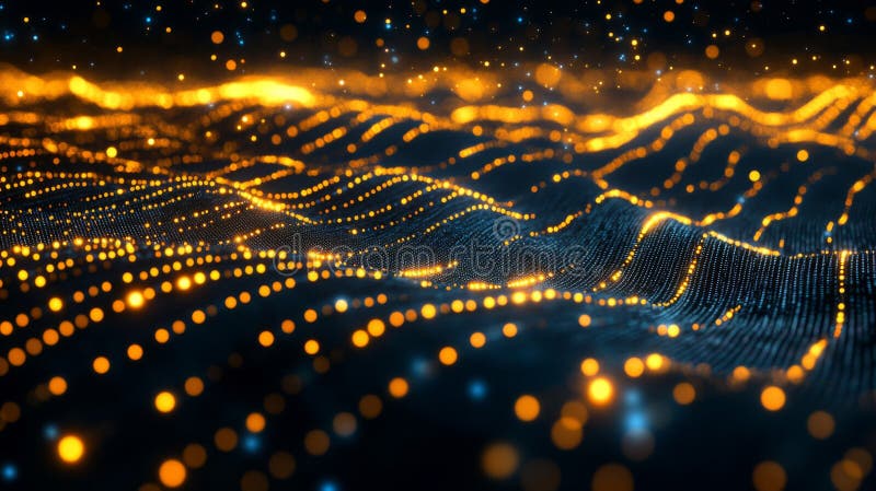 Abstract Glowing Particle Waves Background Stock Illustration ...