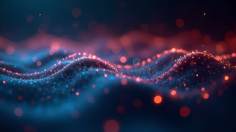 Abstract Glowing Particle Waves Background Image Stock Illustration ...