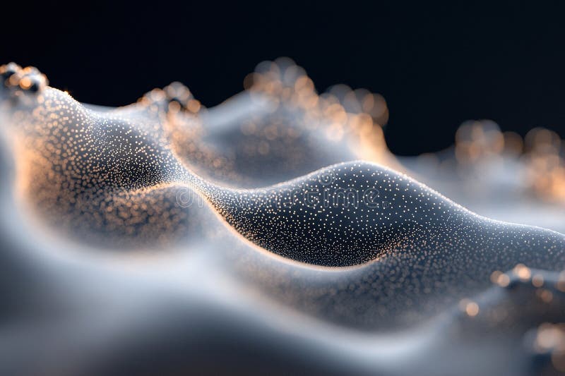 Abstract Glowing Particles Connect with Fine Web-like Lines ...