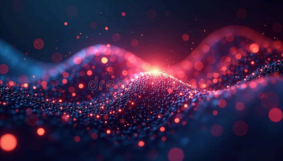 Abstract Glowing Particles Form Dynamic Mesh Network Node Electric ...