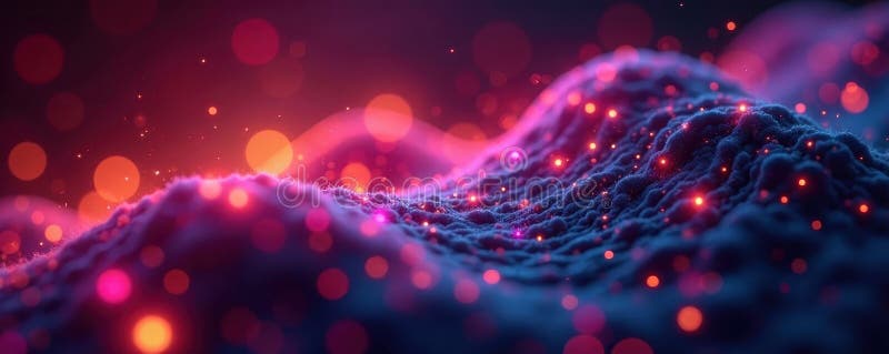 Abstract Glowing Particles Forming Dynamic Mesh Network , Black ...