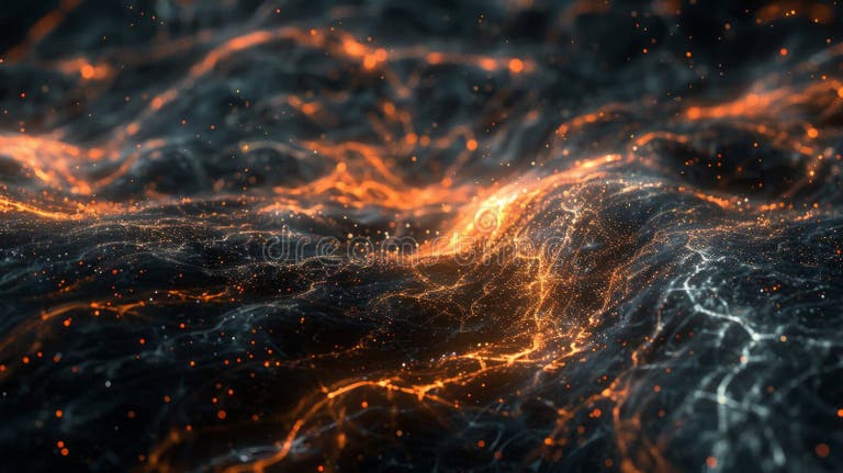 Abstract Glowing Particles Landscape - Network Connection Background ...