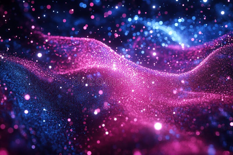 Abstract Glowing Particles, Pink and Blue Waves, Shimmering Texture ...