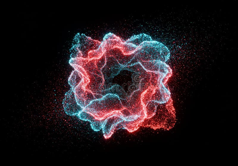 Abstract Glowing Particles Swirl in Red and Blue Stock Illustration ...
