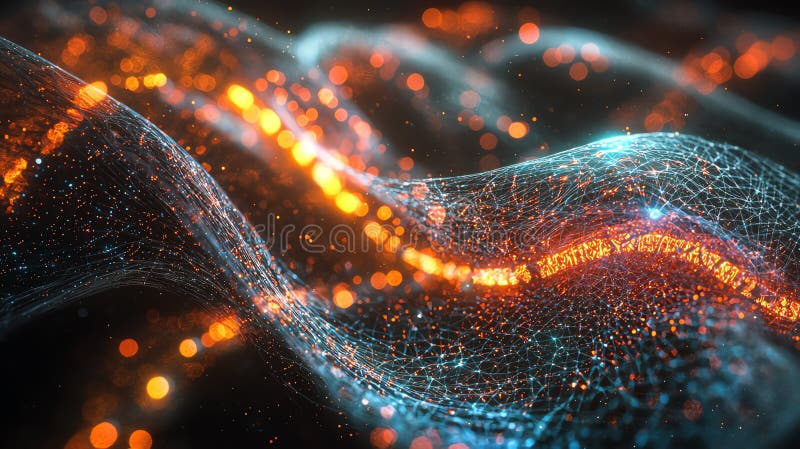 Abstract Glowing Particles in a Wave-like Formation Stock Illustration ...