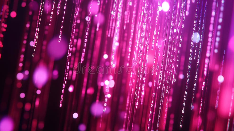 Abstract Glowing Pink Binary Codes Representing Data and Technology ...