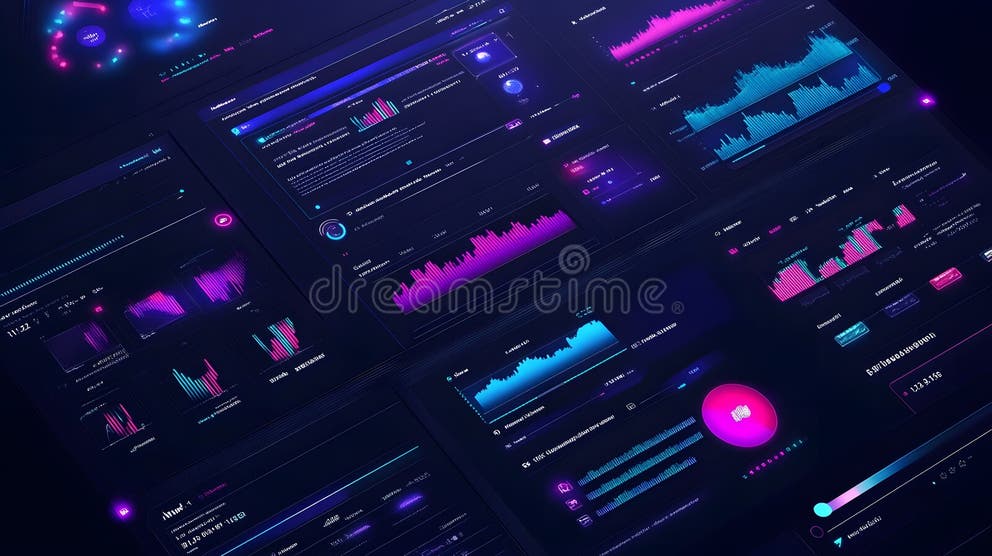 Abstract Glowing Pink Blue Data Visualization Dashboard Stock ...