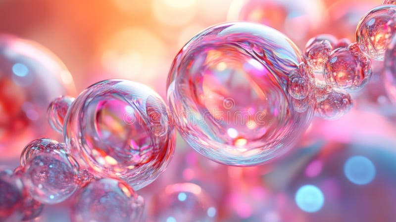 Abstract Glowing Pink and Red Bubbles Design Stock Illustration ...