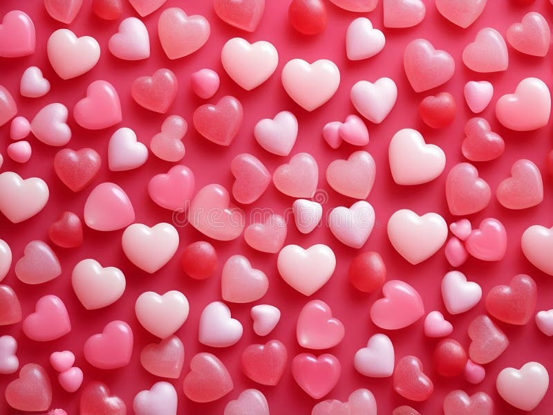 Abstract Glowing Pink Red Sweet Candy Gradient Background with Heart ...