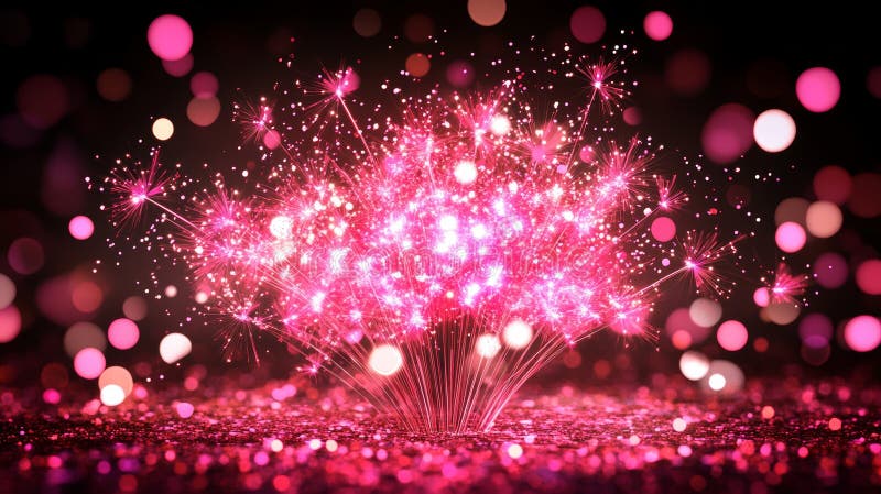 Abstract Glowing Pink Sparkly Tree on a Sparkling Pink Glitter ...