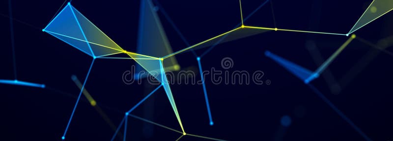 Abstract Glowing Plexus with Polygons on Dark Background. Geometric ...
