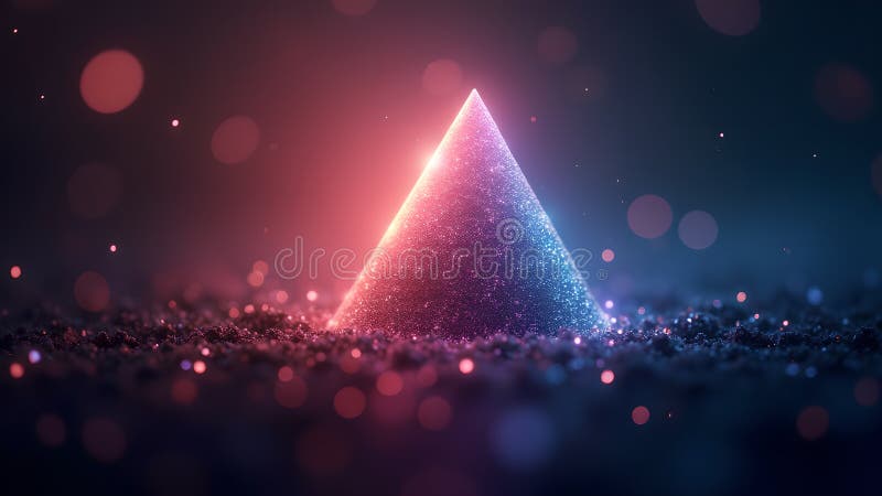 Abstract Glowing Pyramid on Dark Background Stock Illustration ...