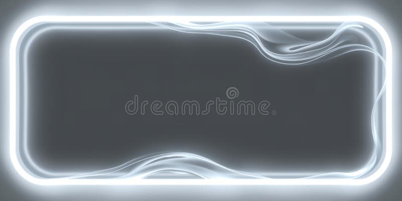 Abstract Glowing Rectangle Frame with Smoke Effect on a Gray Background ...