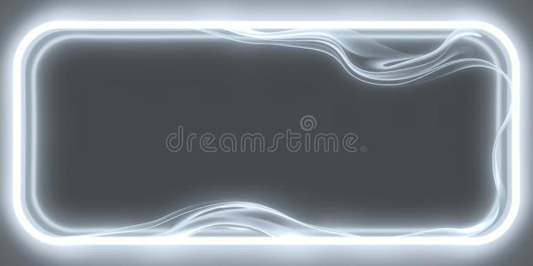 Abstract Glowing Rectangle Frame with Smoke Effect on a Gray Background ...