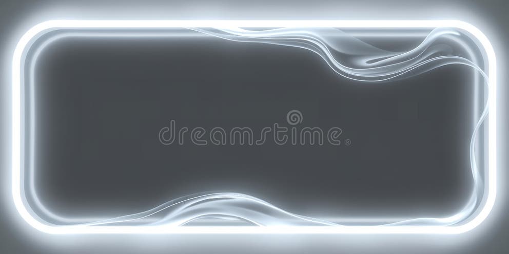 Abstract Glowing Rectangle Frame with Smoke Effect on a Gray Background ...