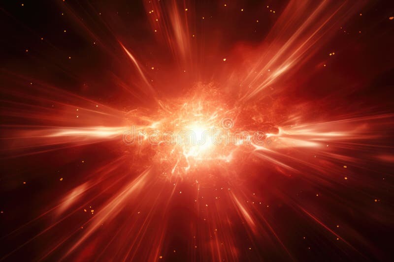 Abstract Glowing Red Effect with Sparkling Rays and White Backlight ...