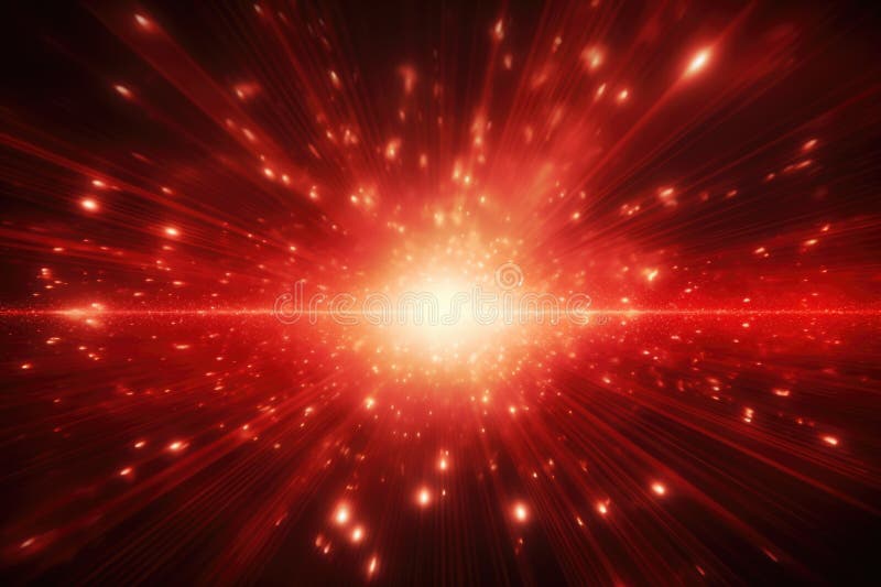 Abstract Glowing Red Effect with Sparkling Rays and White Backlight ...