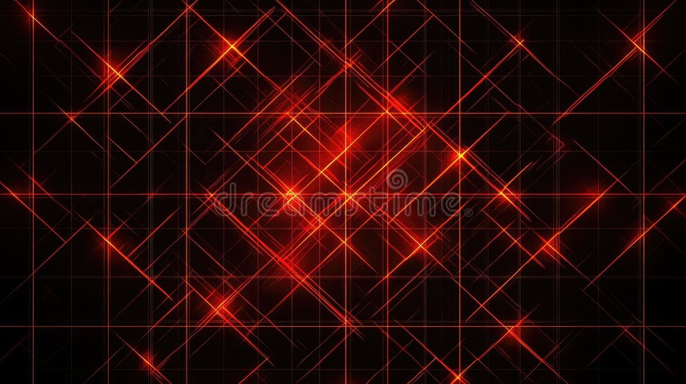 Abstract Glowing Red Grid Pattern with Intersecting Lines and Bright ...